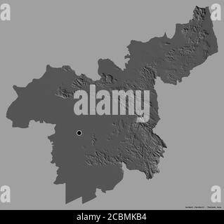 Saraburi, province of Thailand. Bilevel elevation map with lakes and ...