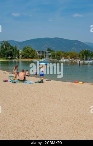 The beach in Sandpoint City on Lake Pend Oreille, the largest lake in ...