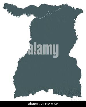 Surin, province of Thailand. Colored elevation map with lakes and ...