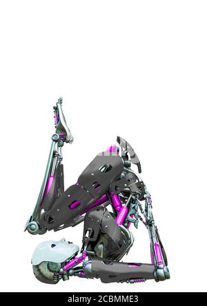 cyborg girl shoulder stand pose, 3d illustration Stock Photo - Alamy