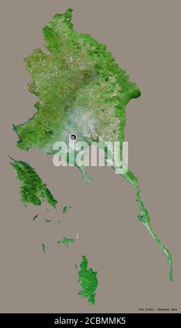 Trat, province of Thailand. Solid color shape. Locations of major ...