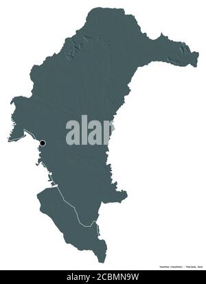 Shape of Yasothon, province of Thailand, with its capital isolated on a ...