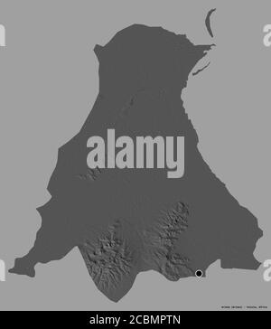 Ariana, governorate of Tunisia. Bilevel elevation map with lakes and ...