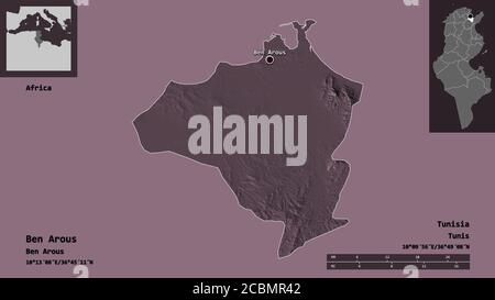 Shape of Ben Arous , governorate of Tunisia, and its capital. Distance ...