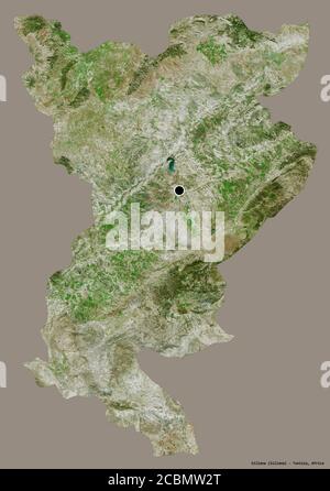 Shape of Siliana, governorate of Tunisia, with its capital isolated on ...