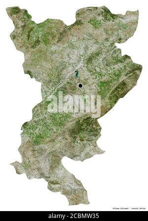 Shape of Siliana, governorate of Tunisia, with its capital isolated on ...