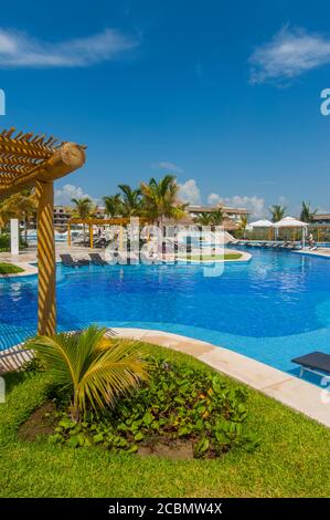 blue Swimming pool in Cancun, Riviera Maya, Mexico Stock Photo - Alamy