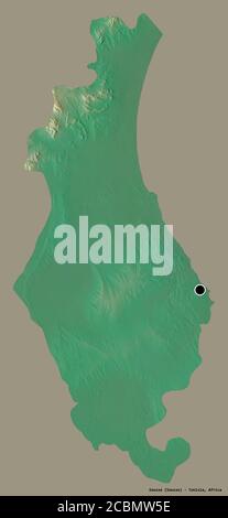 Sousse, governorate of Tunisia. Solid color shape. Locations of major ...