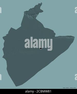 Tozeur, governorate of Tunisia. Solid color shape. Locations of major ...