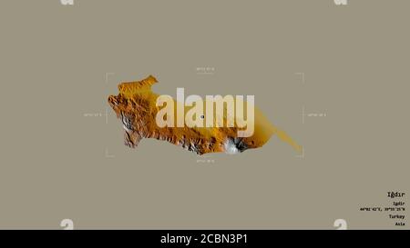 Area of Iğdır, province of Turkey, isolated on a solid background in a ...