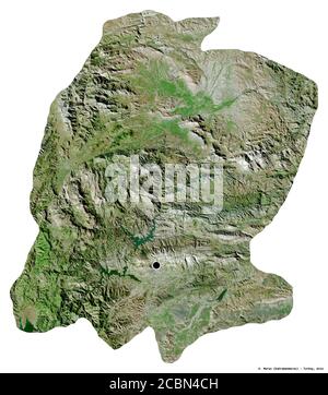 Shape of K. Maras, province of Turkey, with its capital isolated on ...