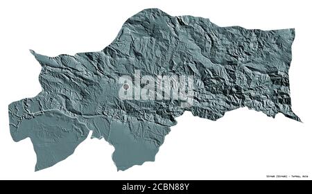 Shape of Sirnak, province of Turkey, with its capital isolated on solid ...