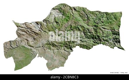 Shape of Sirnak, province of Turkey, with its capital isolated on a ...