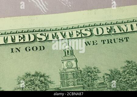 In god we trust close-up of the inscription on the 20 dollar bill Stock ...