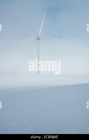 Windmills in Snow Covered Fields in Winter Stock Photo - Alamy