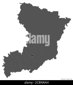 Rivne, region of Ukraine. Bilevel elevation map with lakes and rivers ...