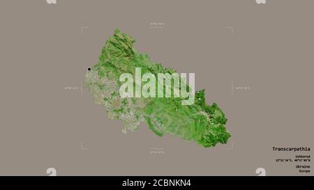 Area of Transcarpathia, region of Ukraine, isolated on a solid ...