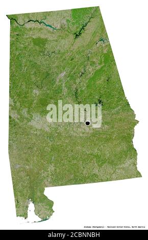 Shape of Alabama, state of Mainland United States, with its capital ...