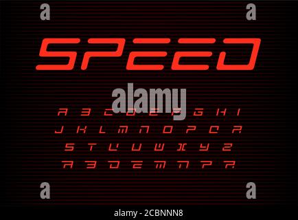Speed letters set. Red race font. Italic bold racing style vector latin ...