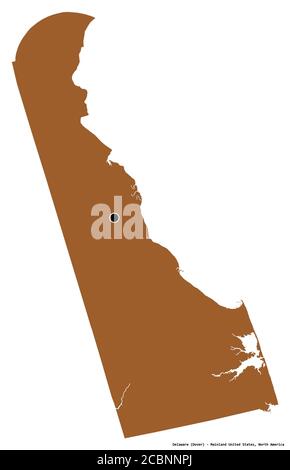 Shape of Delaware, state of Mainland United States, with its capital ...