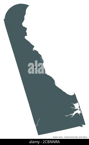Shape of Delaware, state of Mainland United States, with its capital ...