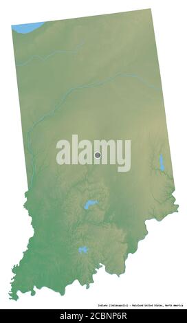 Shape of Indiana, state of Mainland United States, with its capital ...