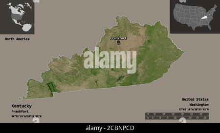 Shape of Kentucky, state of Mainland United States, and its capital ...