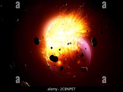 Artwork of early Earth-Moon system Stock Photo - Alamy