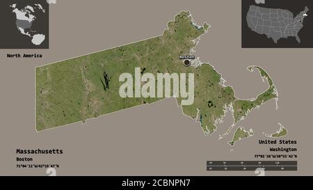 Shape of Massachusetts, state of Mainland United States, and its ...