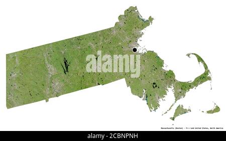 Shape of Massachusetts, state of Mainland United States, with its ...