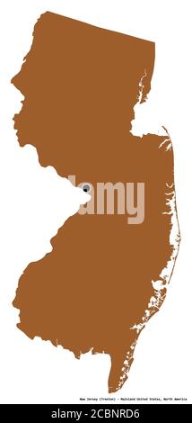 Shape of New Jersey, state of Mainland United States, with its capital ...