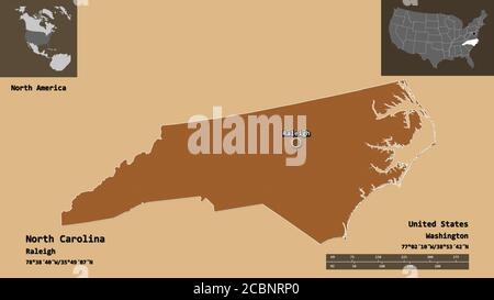 Shape of North Carolina, state of Mainland United States, and its ...