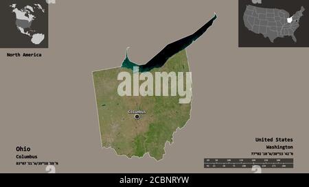 Shape of Ohio, state of Mainland United States, and its capital ...