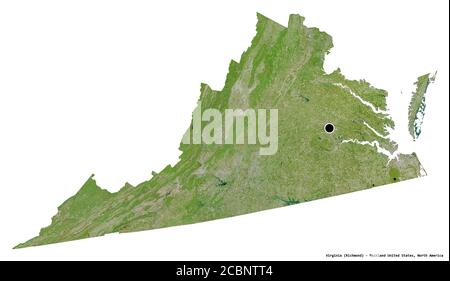 Shape of Virginia, state of Mainland United States, with its capital ...