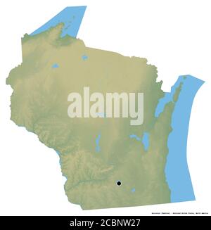 Shape of Wisconsin, state of Mainland United States, and its capital ...