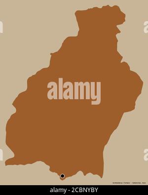 Surkhandarya, region of Uzbekistan. Solid color shape. Locations and ...