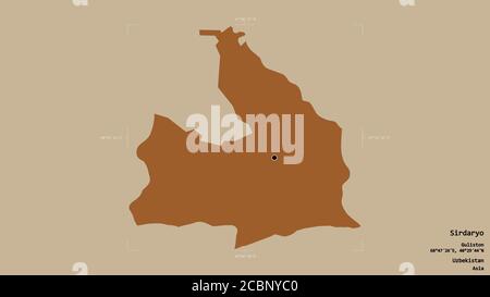 Area of Sirdaryo, region of Uzbekistan, isolated on a solid background ...