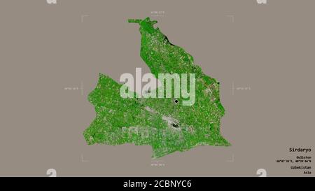 Area of Sirdaryo, region of Uzbekistan, isolated on a solid background ...
