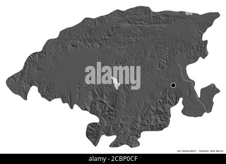 Lara, state of Venezuela. Bilevel elevation map with lakes and rivers ...