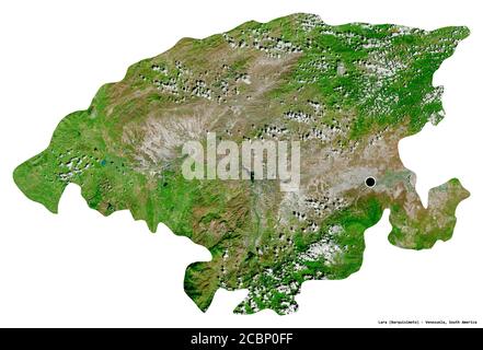 Lara, state of Venezuela. Satellite imagery. Shape presented against ...