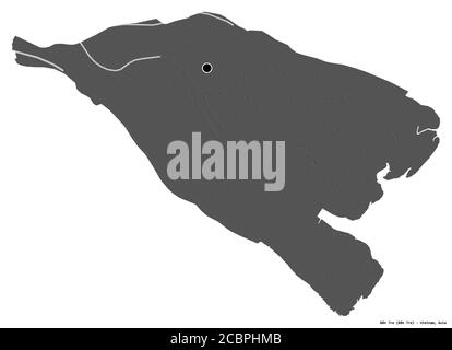 Ben Tre, province of Vietnam. Bilevel elevation map with lakes and ...