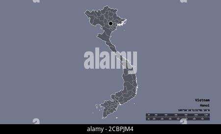 Map of the capital city Hanoi with main streets, rivers, lakes, urban ...