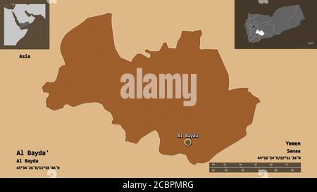 Shape of Al Bayda', governorate of Yemen, and its capital. Distance ...