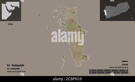 Shape of Al Hudaydah, governorate of Yemen, with its capital isolated ...