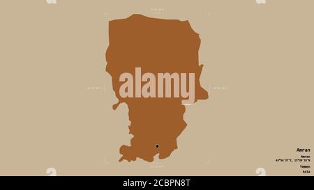 Area of Amran, governorate of Yemen, isolated on a solid background in ...