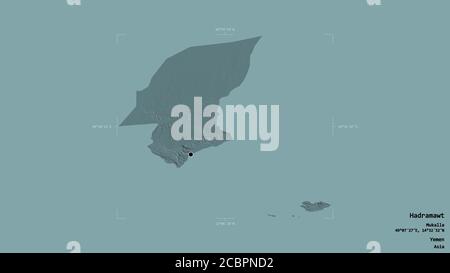 Area of Hadramawt, governorate of Yemen, isolated on a solid background ...