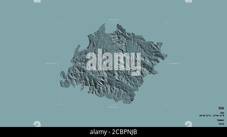 Area of Ibb, governorate of Yemen, isolated on a solid background in a ...