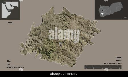 Shape of Ibb, governorate of Yemen, and its capital. Distance scale ...
