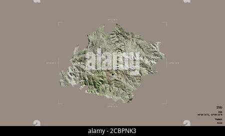 Area of Ibb, governorate of Yemen, isolated on a solid background in a ...