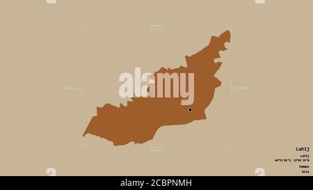 Area of Lahij, governorate of Yemen, isolated on a solid background in ...